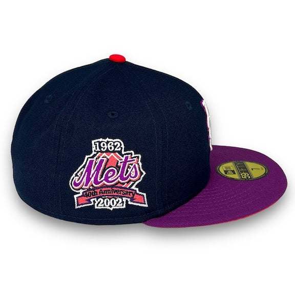 Mets 40th Anni. New Era 59FIFTY O. Blue & Purple Hat Lava Red Bottom ...