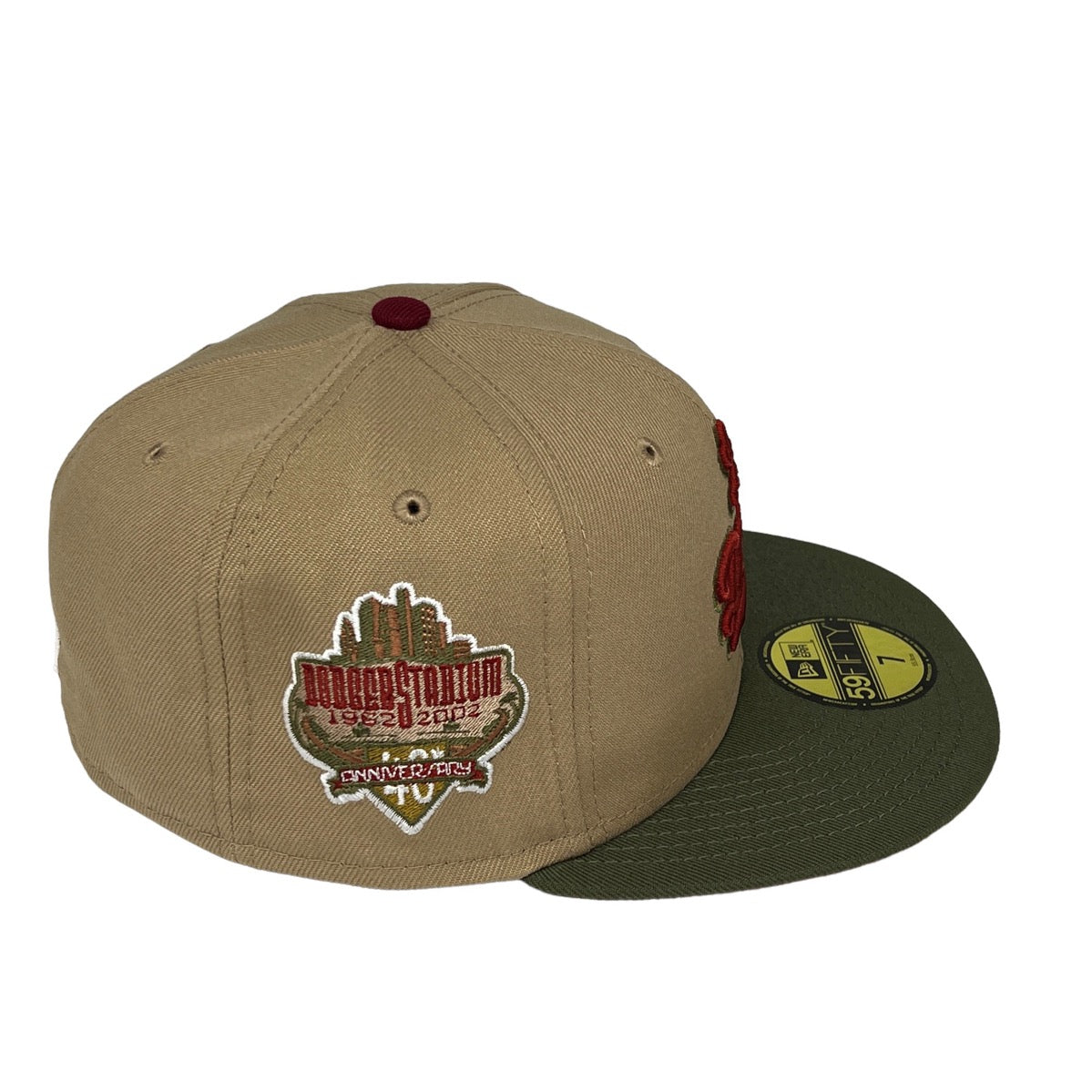 Los Doyers Dodgers New Era 59FIFTY Camel & Olive Fitted Hat H Red Bott ...